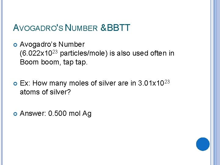 THREE IMPORTANT NUMBERS MOLE MOLAR MASS AVOGADROS NUMBER