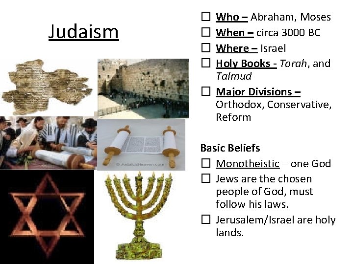 Major World Religions Judaism Who Abraham Moses When