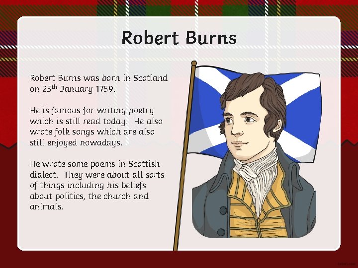 Learning Intention To understand who Robert Burns was