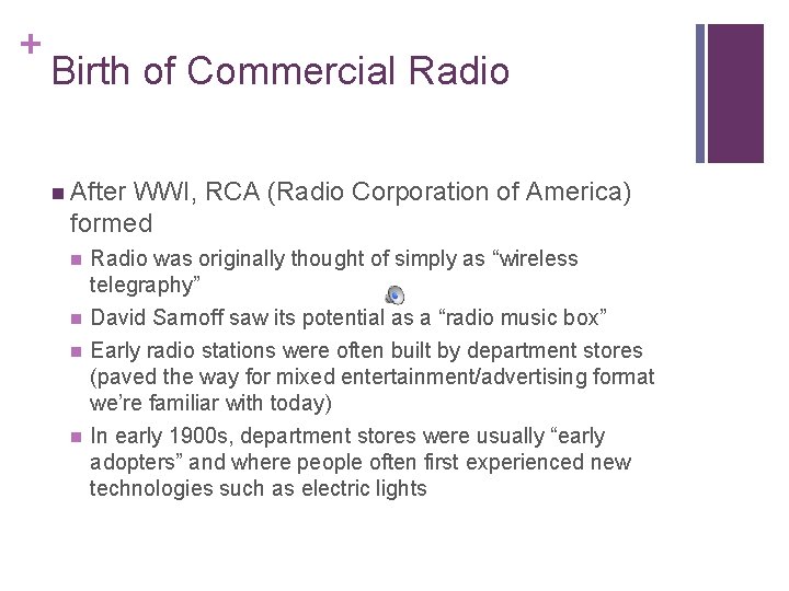 Introduction to Communications Media Ch 7 Radio Birth