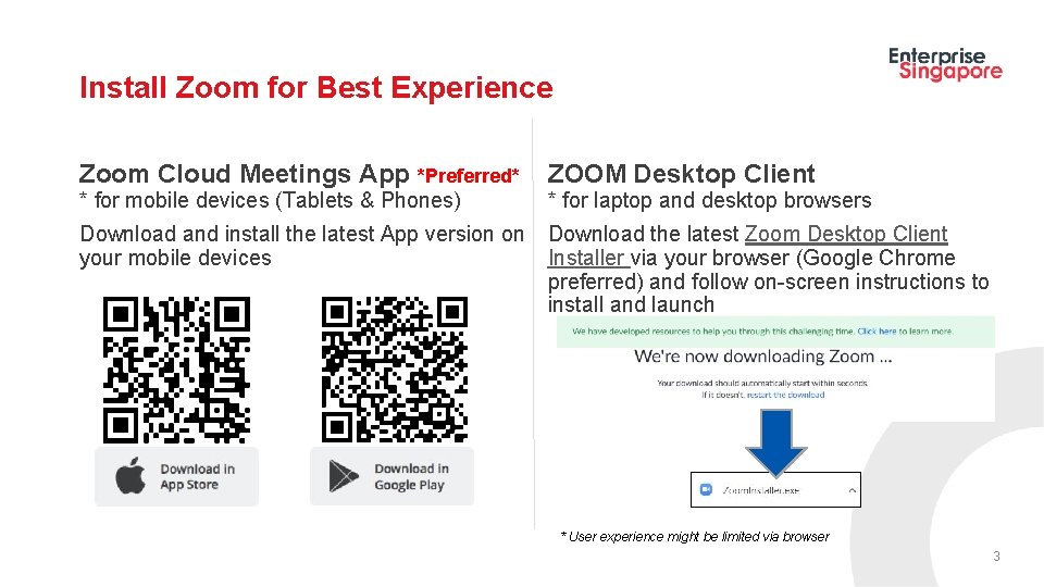 Enterprise Singapore Webinar PreSession Admin Guide Accessing Zoom