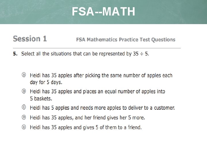 Florida Standards Assessment 3 rd Grade Beachside Montessori