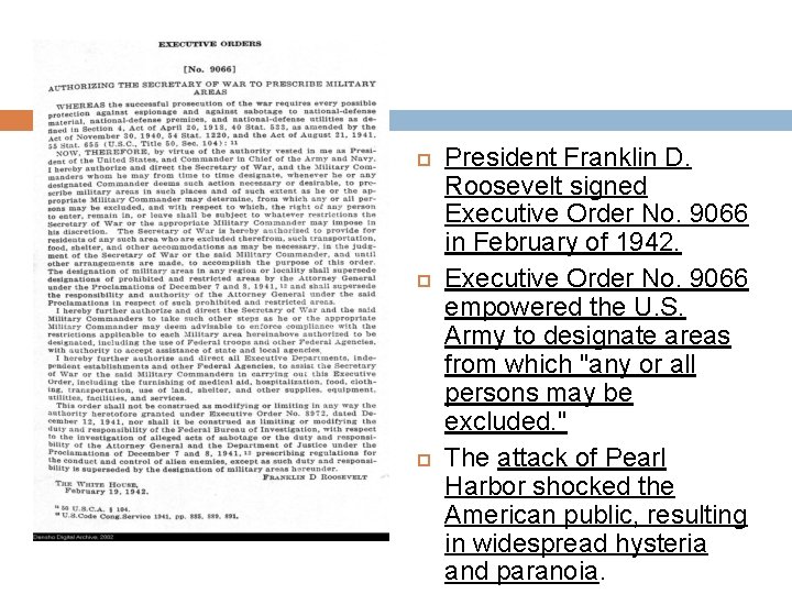 JAPANESE INTERNMENT Pearl Harbors Impact on the Japanese