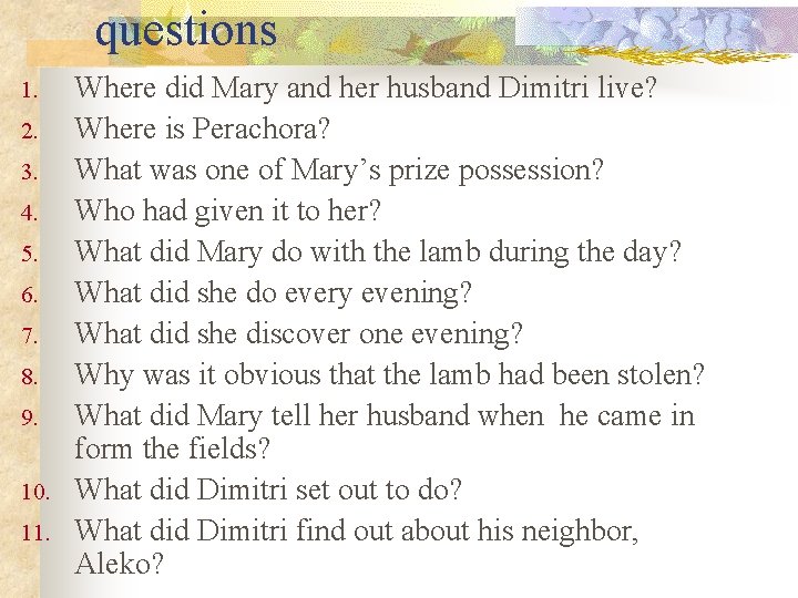 Lesson 16 Mary had a little lamb Language