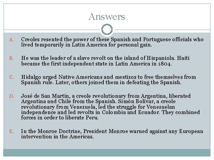 Nation Building in Latin America CHAPTER 10 LESSON