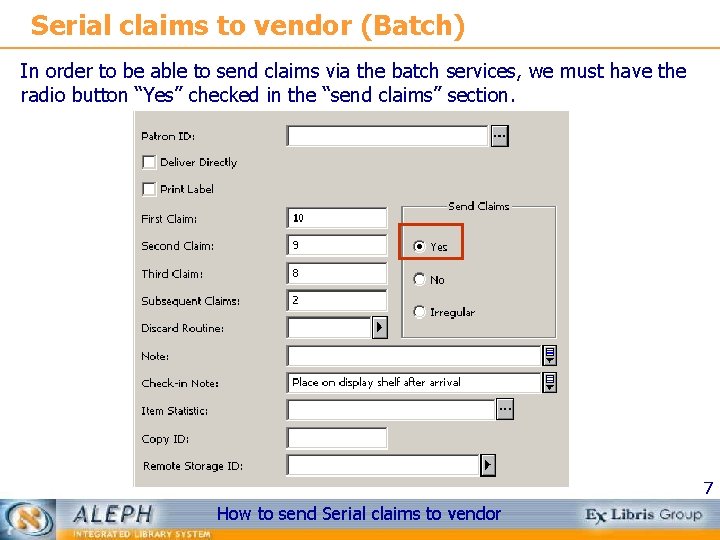 How to send Serial claims to vendor Batch
