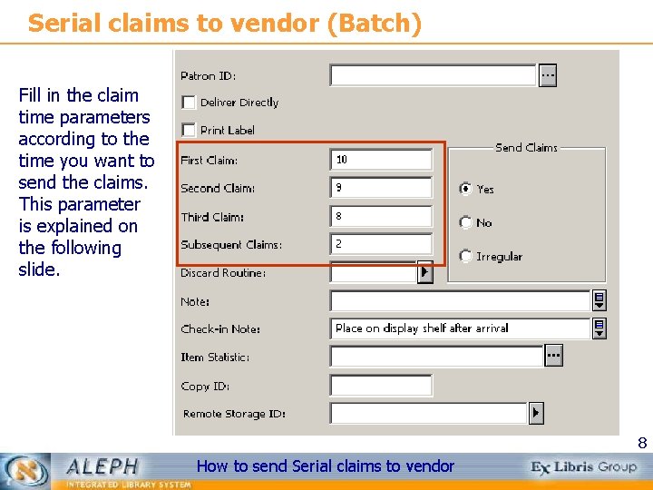 How to send Serial claims to vendor Batch