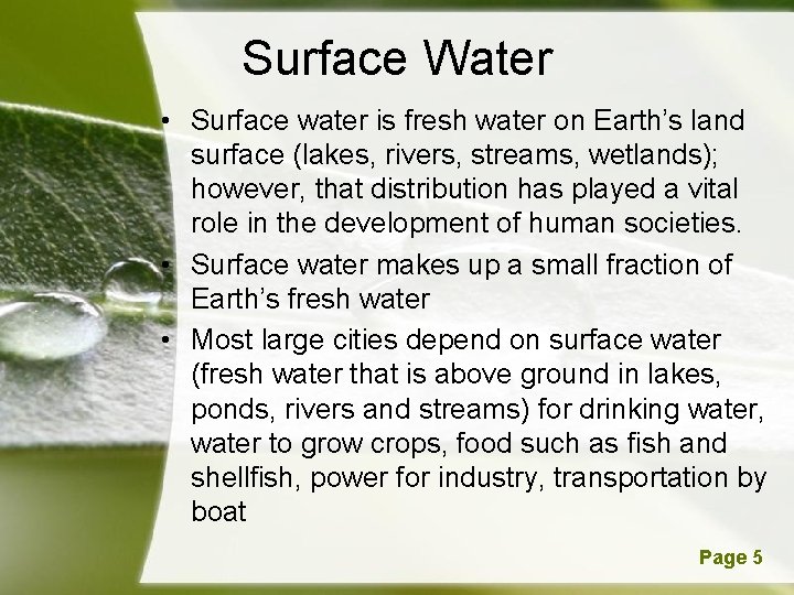 Chapter 5 Water All is born of water