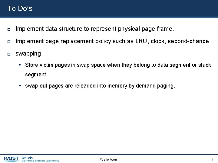 Operating Systems Lab Part 3 Virtual Memory Youjip