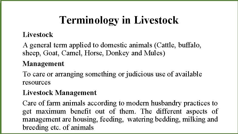 DAS Common Terminology Introduction to Animal Husbandry 2020