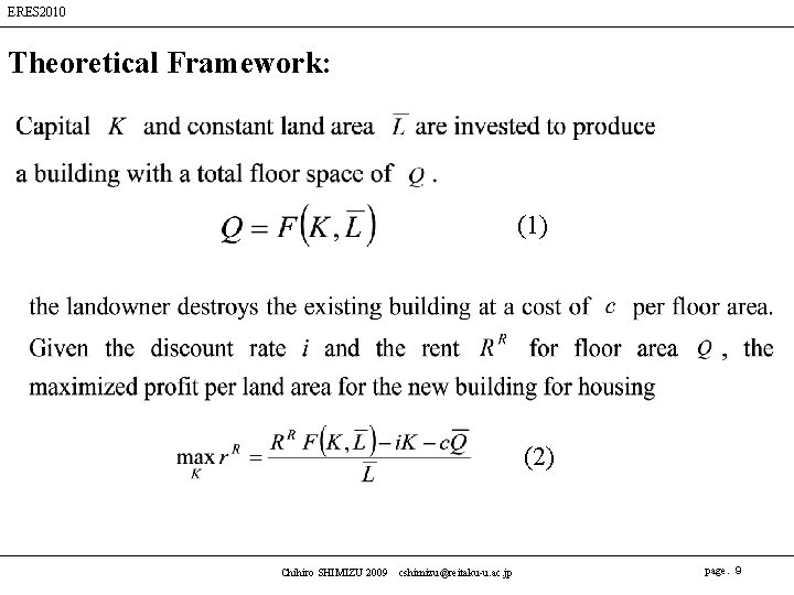ERES 2010 Estimation of Redevelopment Probability using Panel