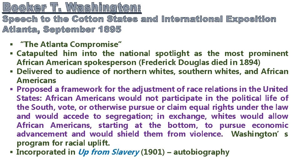 APUSH Harkness Discussion Prep Booker T Washington vs