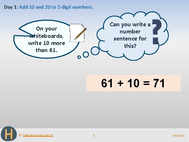 Understanding number Calculation Building on 10 Objectives Day