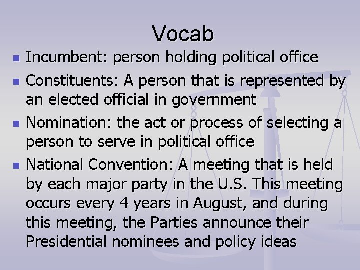 Elections and Voting Bell Ringer 1 2 Answer