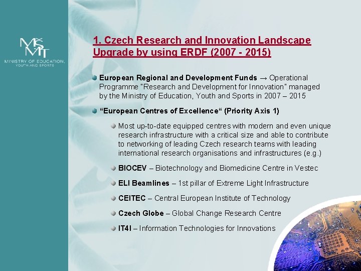 Advanced Materials Research in the Czech Republic state