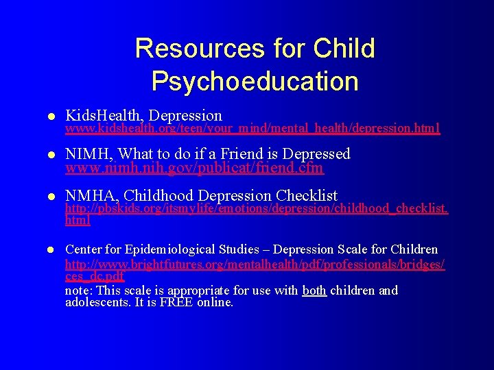 Depression Practice Elements Developed by the Center for