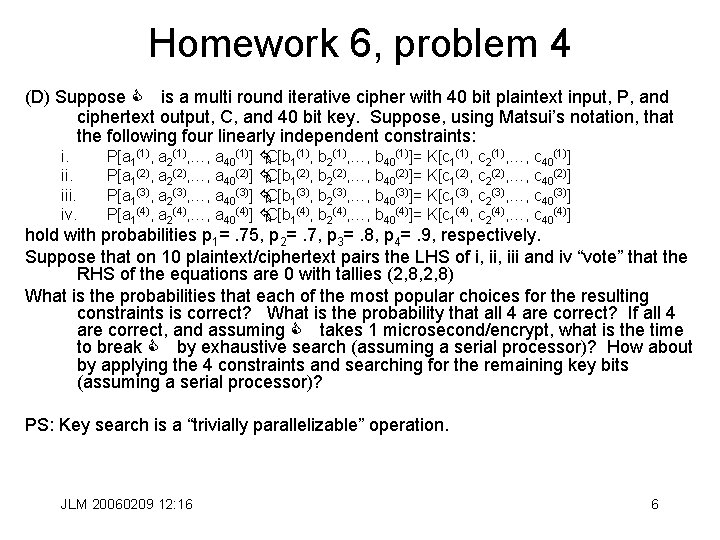 Homework 6 Problem 1 Sbox 4 is observed
