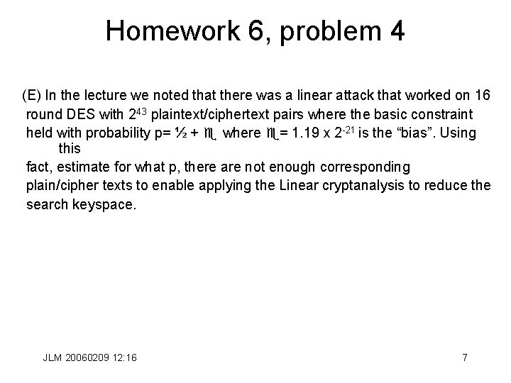 Homework 6 Problem 1 Sbox 4 is observed