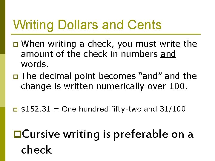 Checking 8 th Grade FACS Vocabulary p Payee