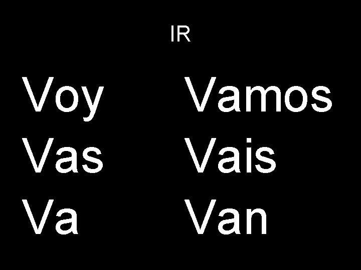 El verbo ir to go IR Voy Vas
