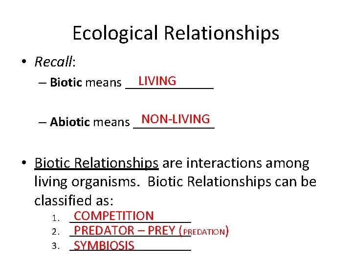 Ecology Booklet Go back and readanswer all the