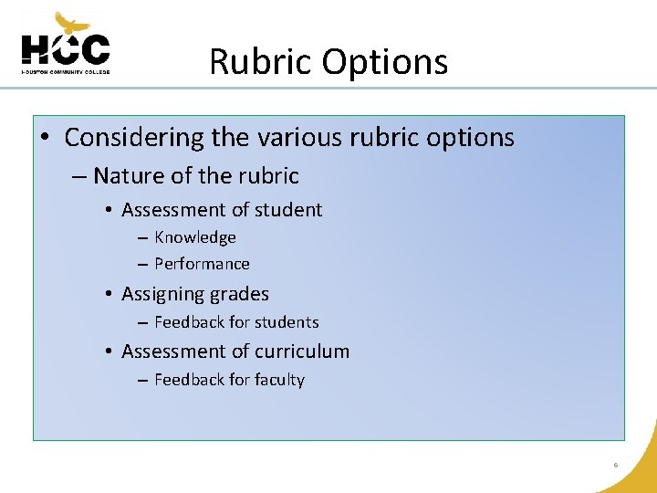 1 Using Rubrics for Student Assessment Peggy Porter