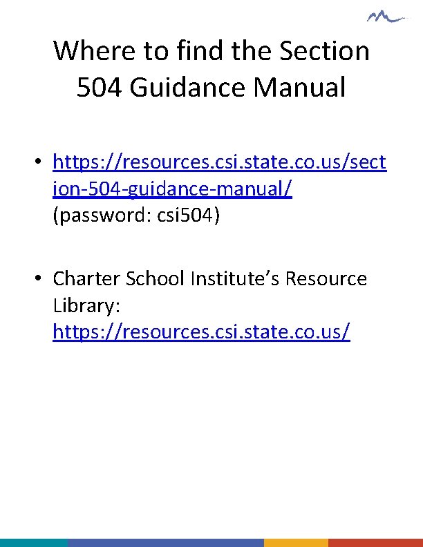 Charter School Institutes Section 504 Webinar Annual Plan