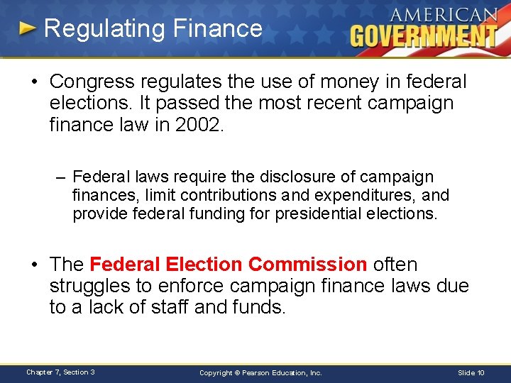 Chapter 7 The Electoral Process Section 3 Objectives