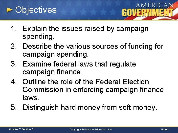 Chapter 7 The Electoral Process Section 3 Objectives