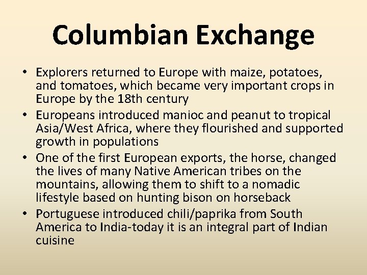 Columbian Exchange Columbian Exchange Columbian Exchange Widespread ...