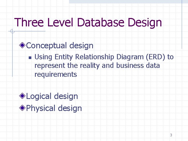 Database Conceptual Design using Entity Relationship Diagram CIS