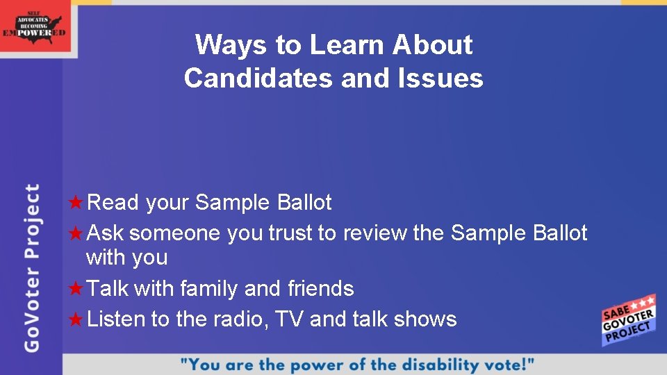 Topic 6 Ways to Learn About Candidates and