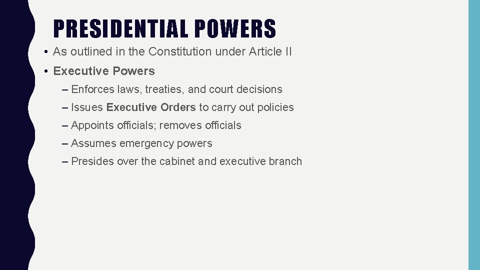 THE EXECUTIVE BRANCH AND THE BUREAUCRACY A LOOK