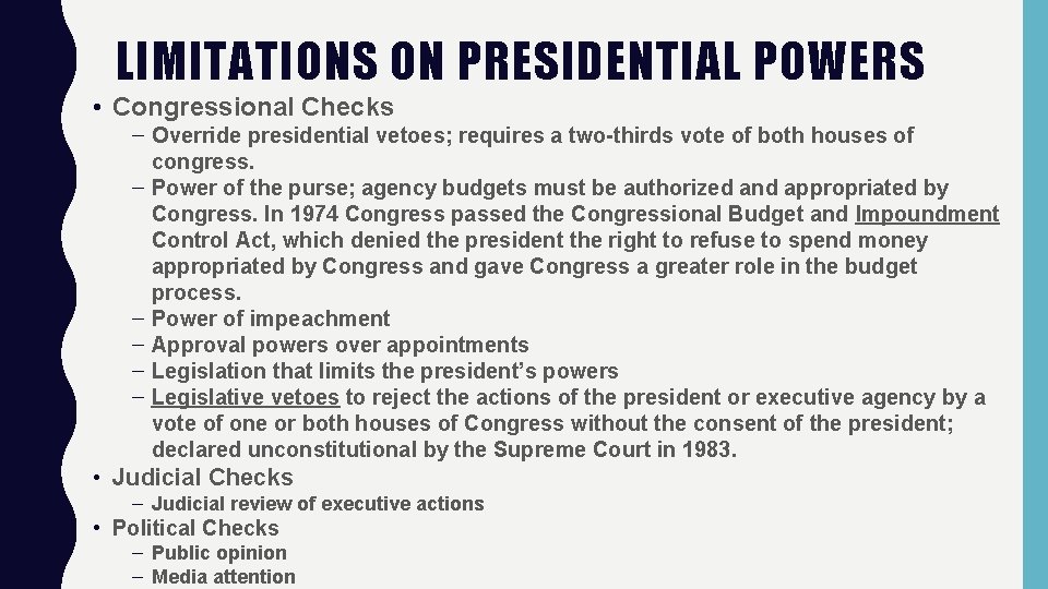THE EXECUTIVE BRANCH AND THE BUREAUCRACY A LOOK