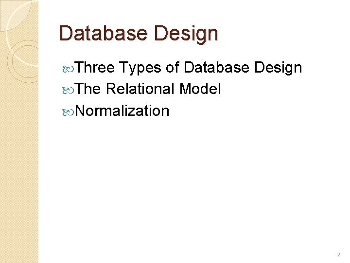 Software Engineering Lecture 11 Software Design Database Design