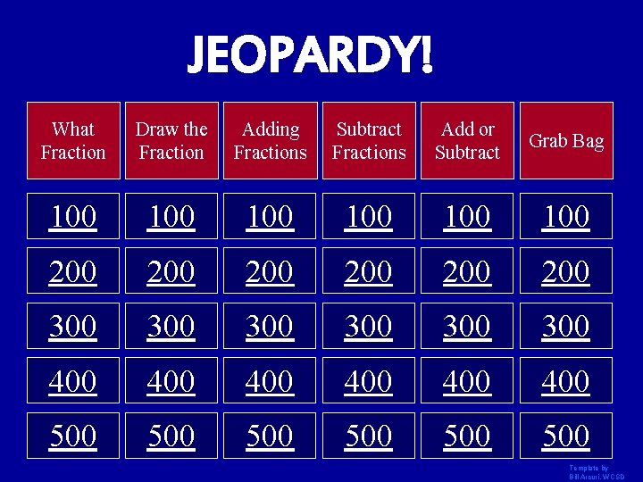 JEOPARDY Click Once to Begin Fractions Template by