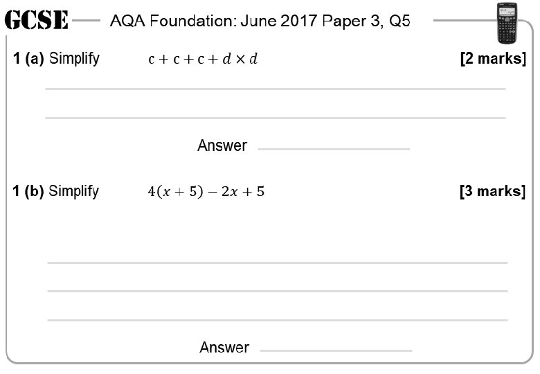 Single Brackets Expanding Mixed Foundation Gcse Questions Aqa