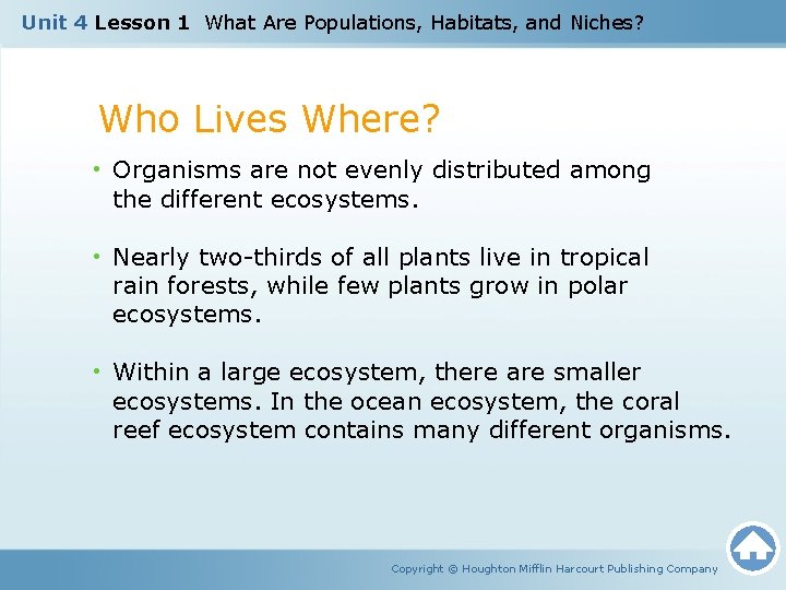 Unit 4 Lesson 1 What Are Populations Habitats