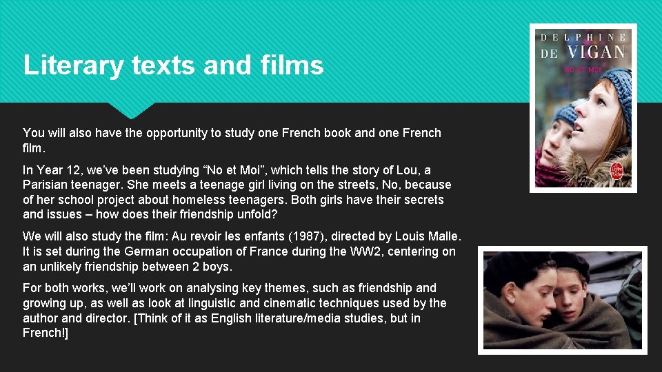 Year 12 induction French Subject taster Miss Hau