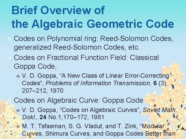 Coding Theory June 15 21 Pomorie BULGARIA A