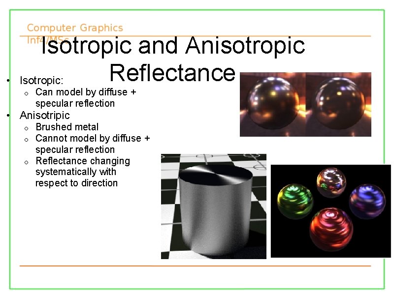 Computer Graphics Lecture 18 Reflectance models ImageBased Lighting