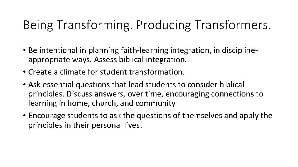 Using Essential Questions to Develop a Biblical Perspective