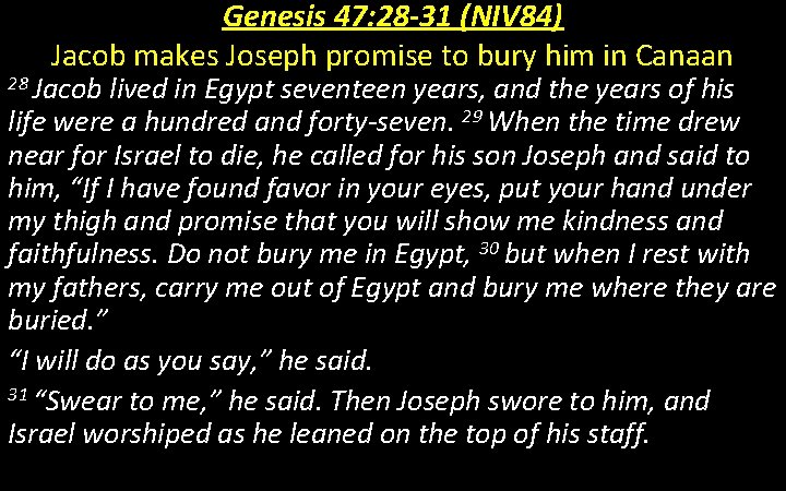 Genesis Title Genesis Joseph Jacob Leah Josephs Deaths