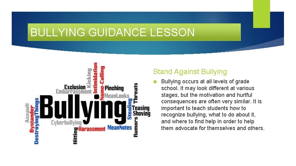 Stomp Out Bullying ELEMENTARY SCHOOL MIDDLE SCHOOL HIGH