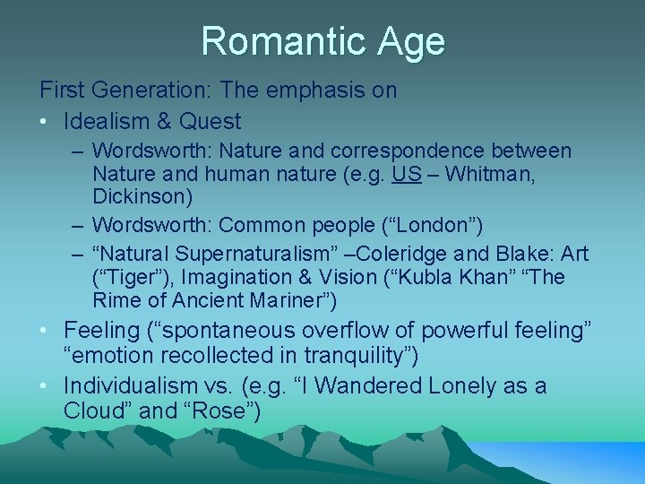 Romantic Poetry John Keats and Percy Bysshe Shelley