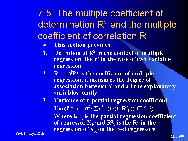 Basic Econometrics Chapter 7 MULTIPLE REGRESSION ANALYSIS The