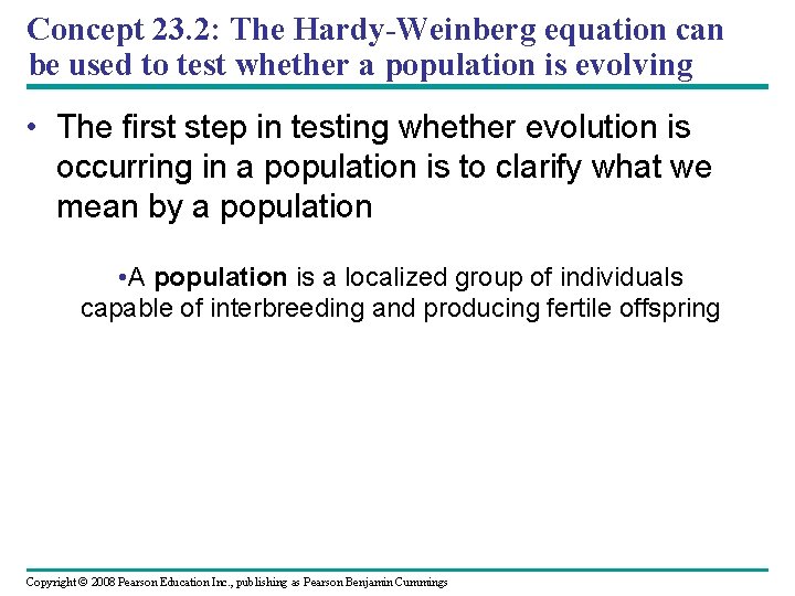 AP Biology Chapter 23 The Evolution of Populations