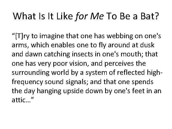 What Is It Like To Be a Bat