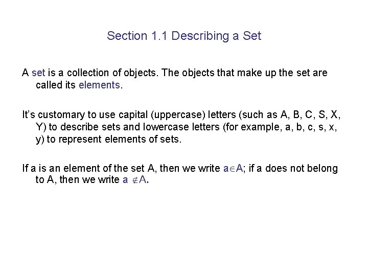 Mathematical Proofs Chapter 1 Sets 1 1 Describing