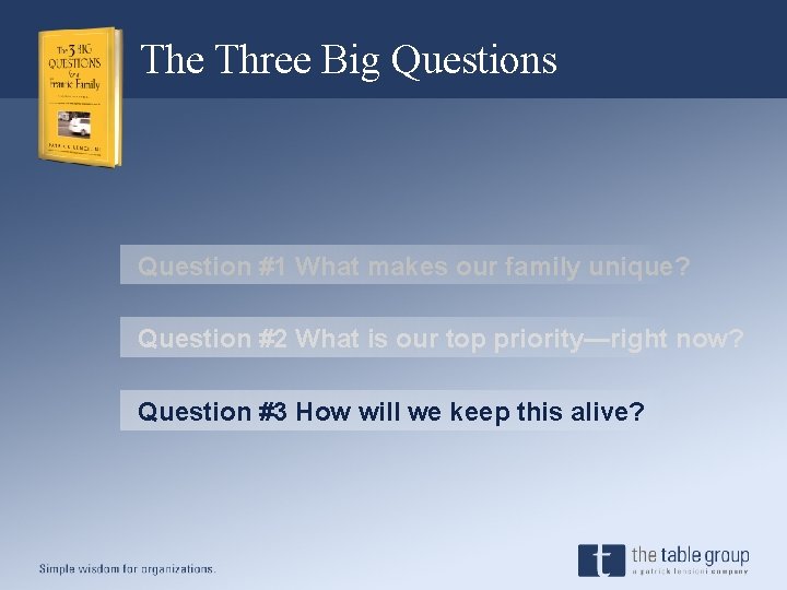 The Three Big Questions for a Frantic Family